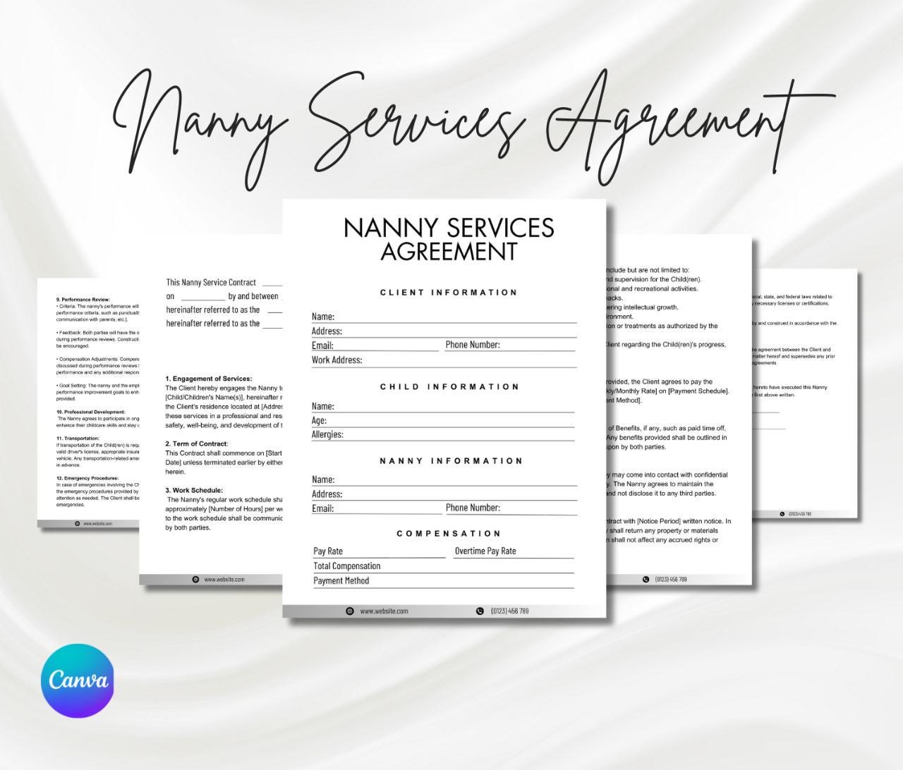 Nanny Service Contract, Nanny Service Agreement, Nanny Legal Form ...