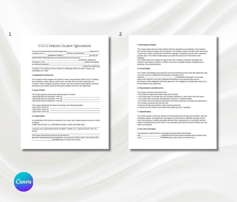 UCG Creator Agreement, UGC Contract Template, User Generated Content ...