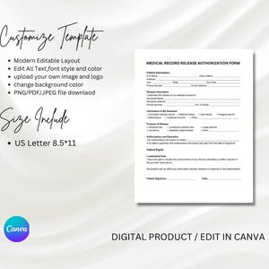 Medical Records Release Authorization, HIPAA Compliant Medical Release ...