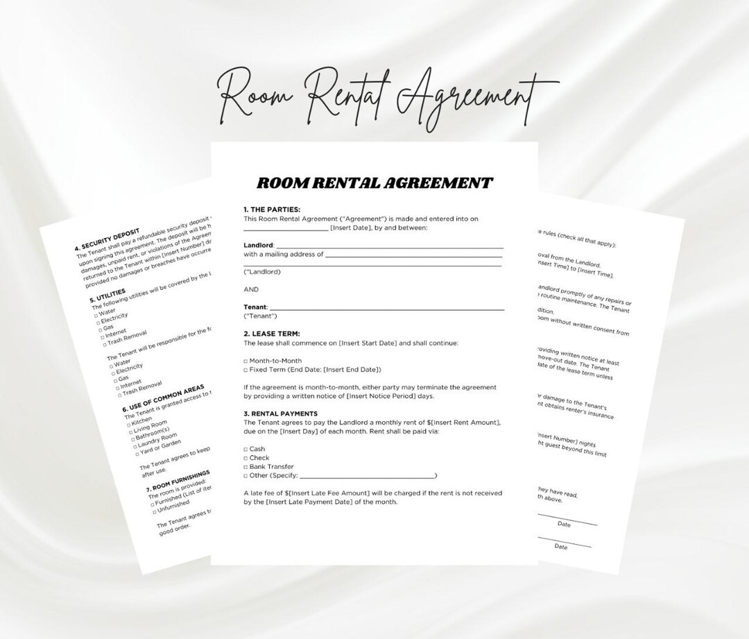 Room Rental Agreement, Room Rental Contract, Tenant Room, Rental ...