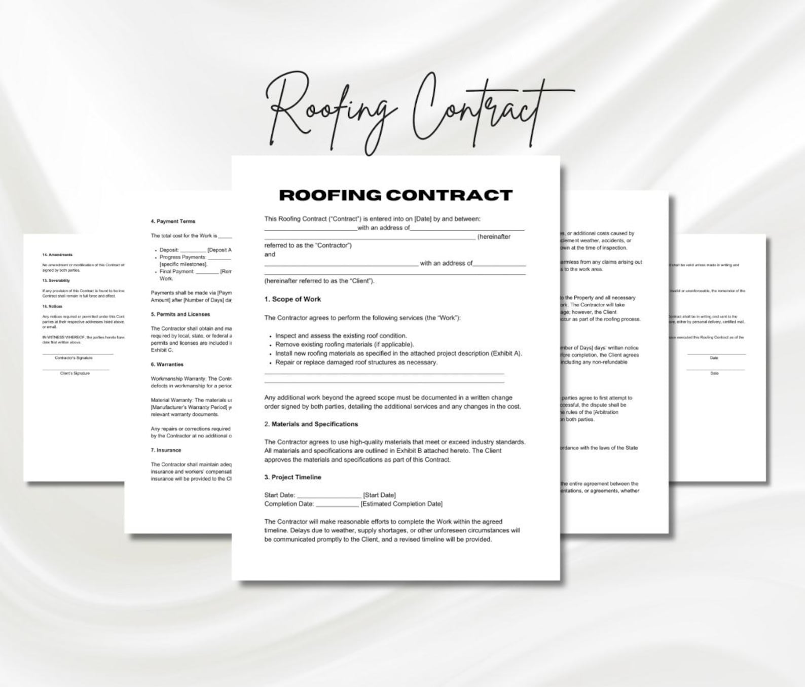 Roofing Service Contract Template, Roofing Agreement Contract ...