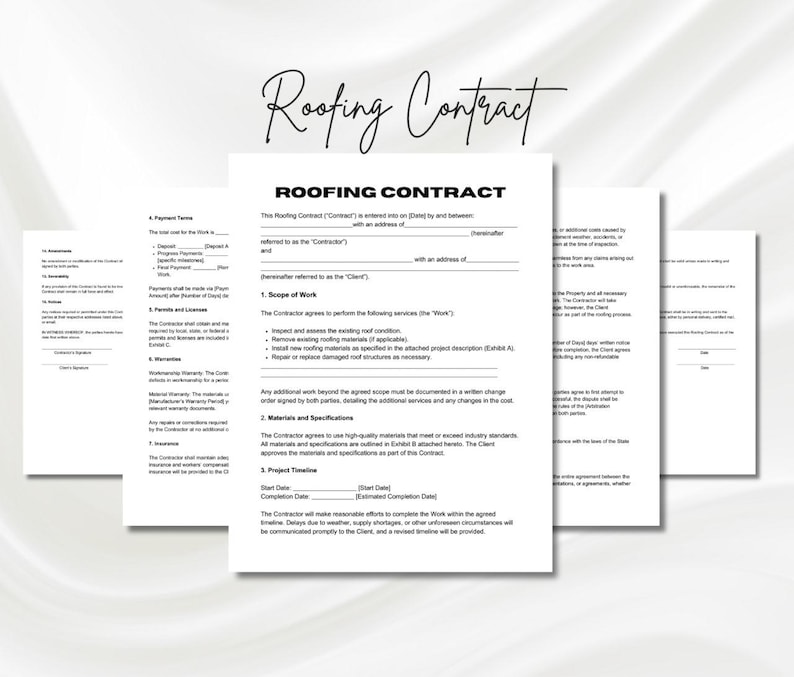 Roofing Service Contract Template, Roofing Agreement Contract ...