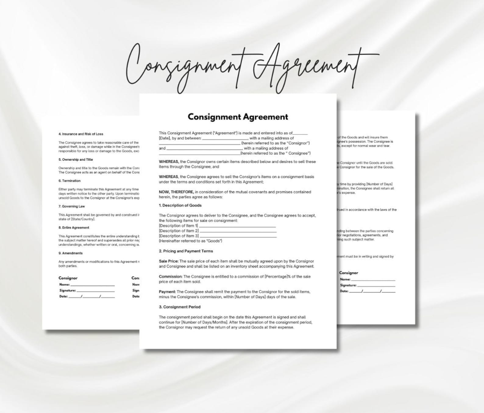 Editable Consignment Agreement, Product Consignment Agreement ...