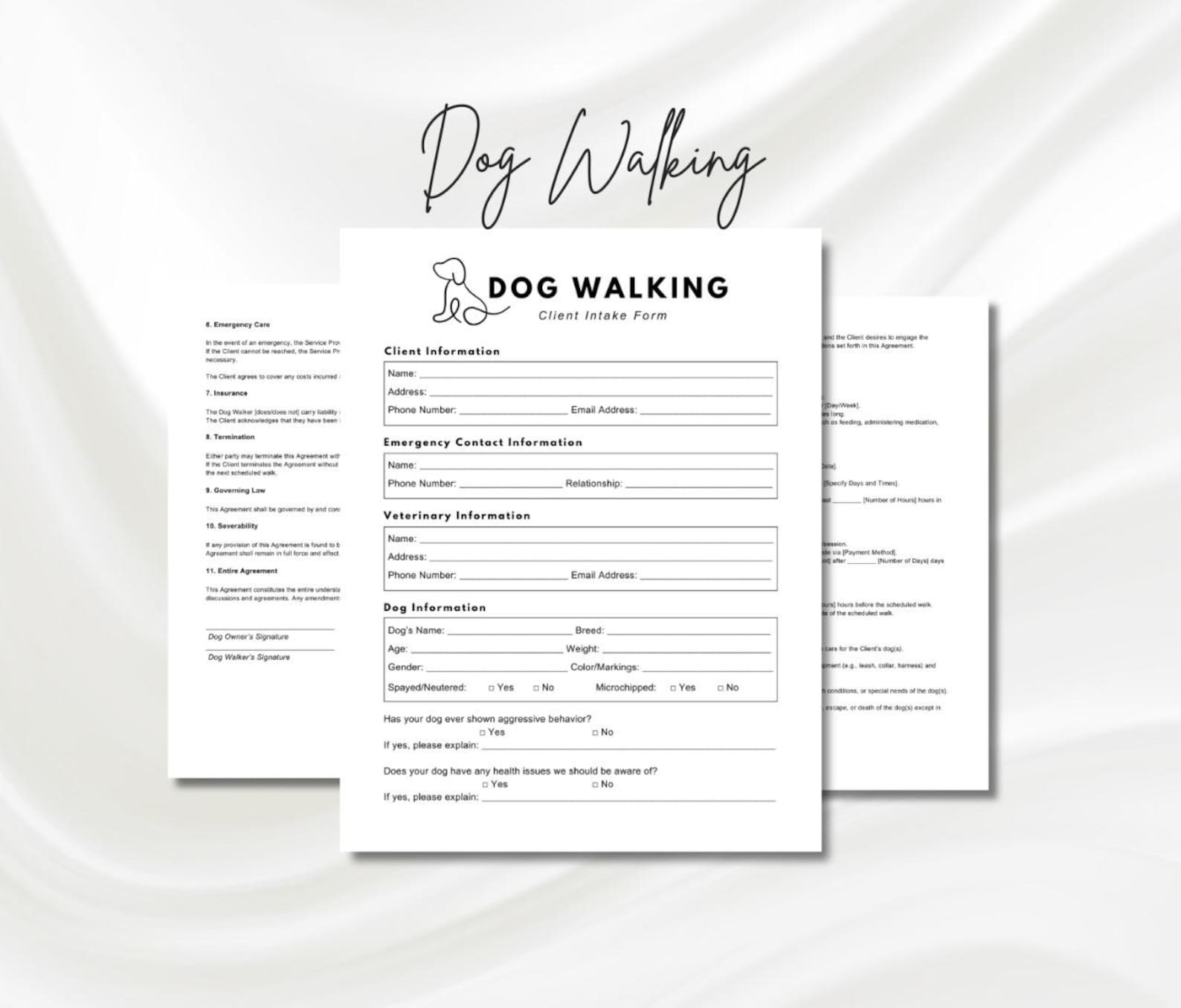 Editable Dog Walking Contract, Dog Walker Business, Dog Walker ...