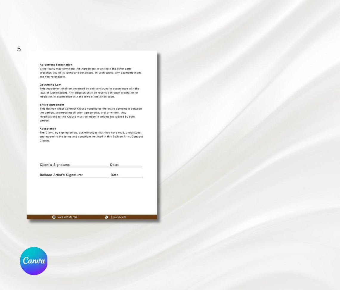 Editable Balloon Decor Contract Template, Balloon Artist Service ...