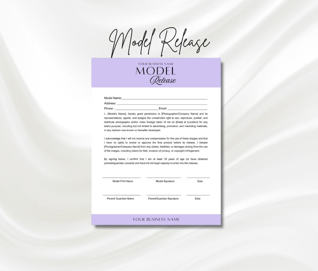 Model Release Form Template, Photography Forms, Photography Contract ...