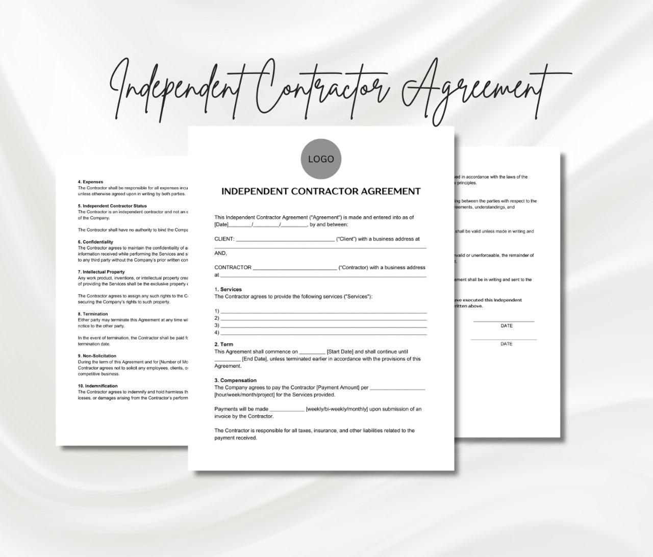 Independent Contractor Contract, General Contractor Agreement ...