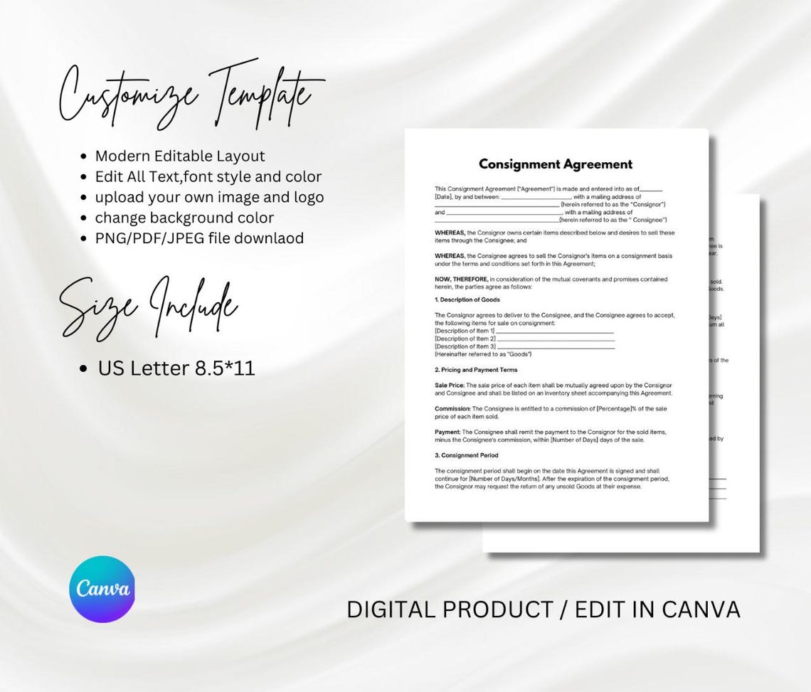 Editable Consignment Agreement, Product Consignment Agreement ...