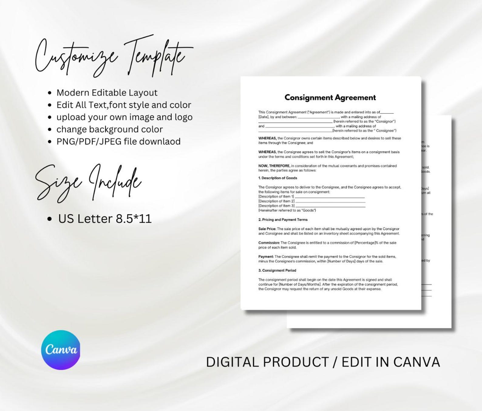 Editable Consignment Agreement, Product Consignment Agreement ...