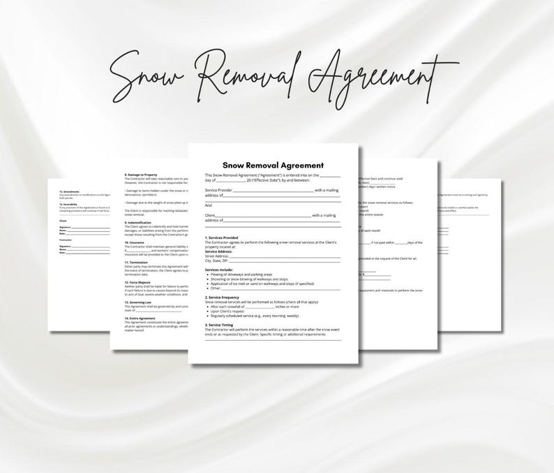 Snow Removal Contract Template, Residential Snow Plowing Contract ...