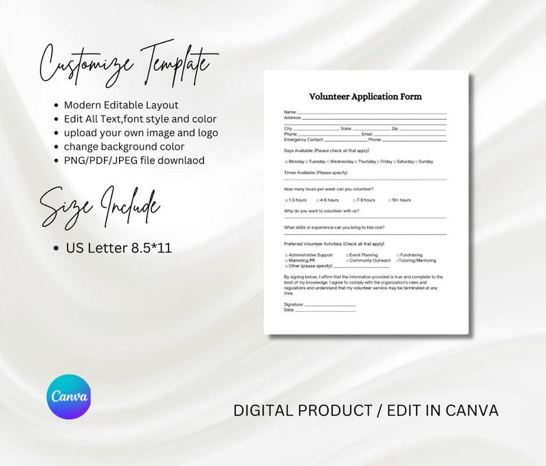 Volunteer Application Form Template, Nonprofit Volunteer, New Volunteer ...
