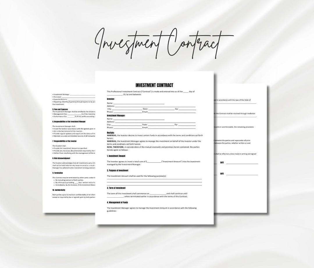 Investment Contract Template, Business Investment Contract, Financial ...