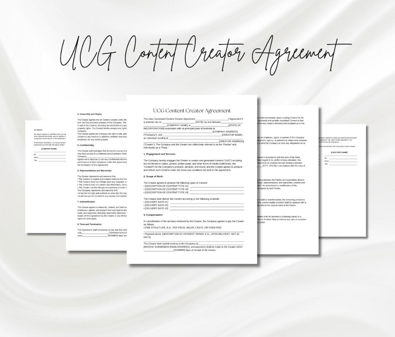 UCG Creator Agreement, UGC Contract Template, User Generated Content ...