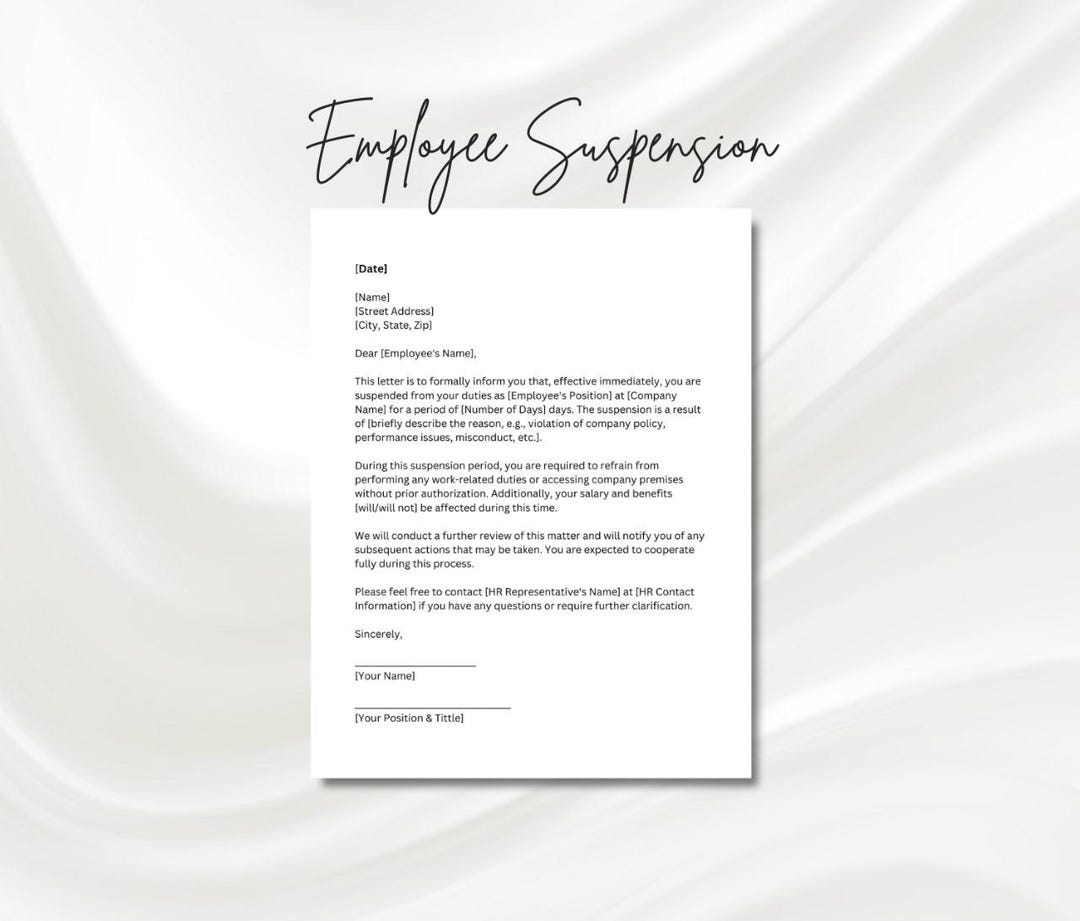 Employee Suspension Letter, Employee Suspension Template, Dismissal ...