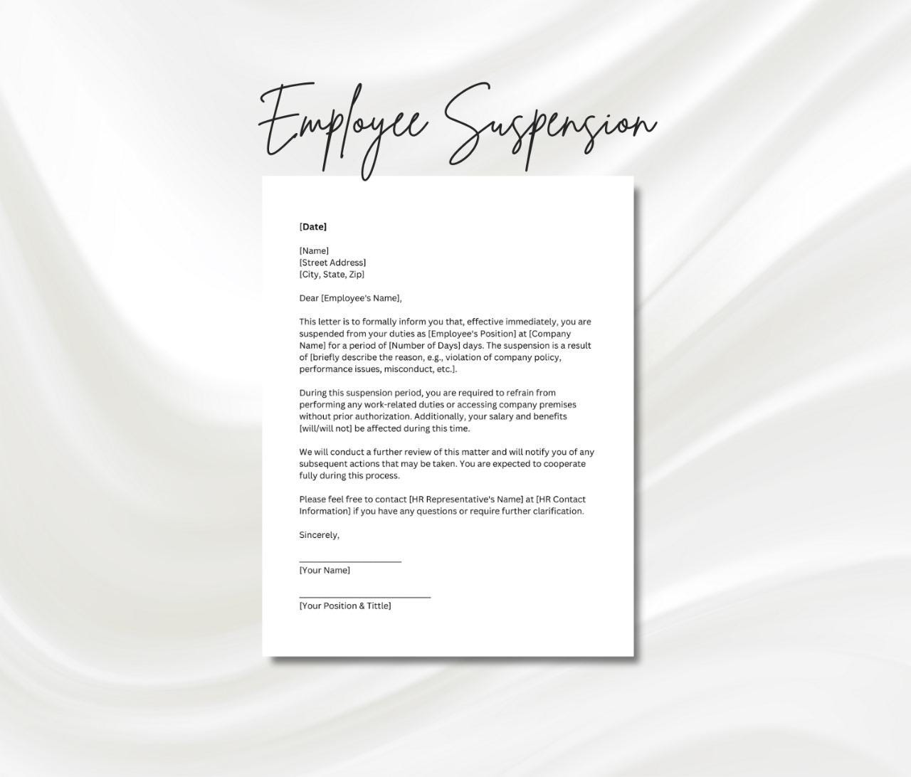 Employee Suspension Letter, Employee Suspension Template, Dismissal ...