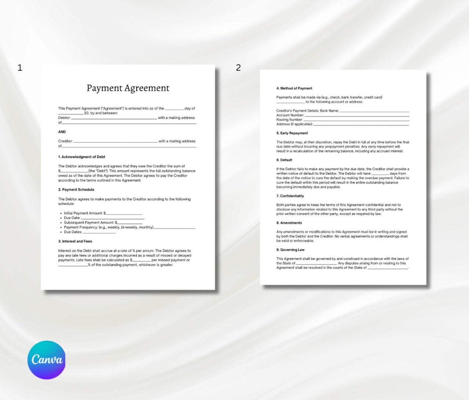 Payment Agreement Template, Payment Plan Agreement, Layaway Agreement ...