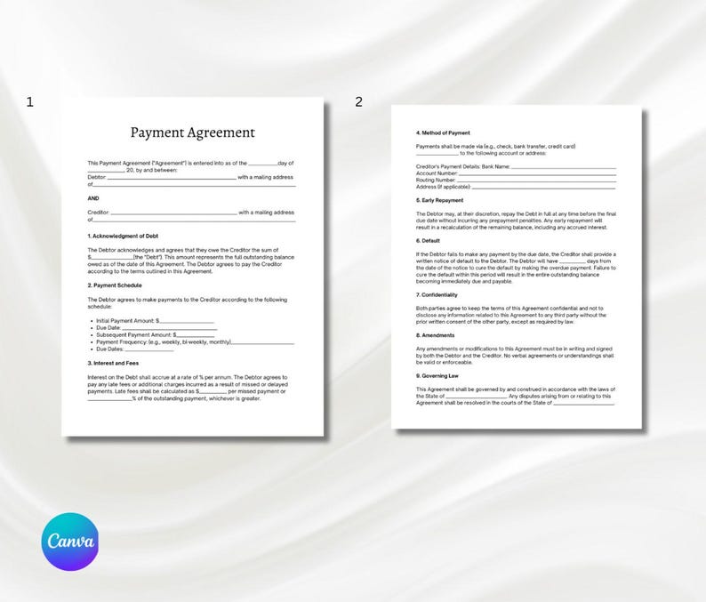 Payment Agreement Template, Payment Plan Agreement, Layaway Agreement ...