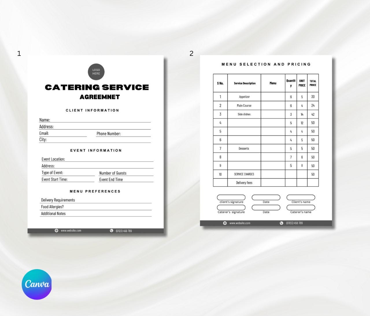 Catering Service Contract, Catering Contract Template, Catering Service ...