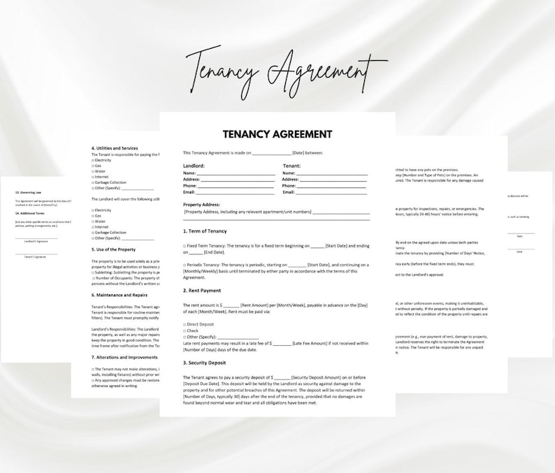 Editable Tenancy Agreement, Simple Tenancy Contract, Lease Agreement ...