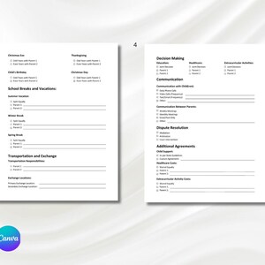 Parenting Plan Template, Printable Parenting Plan Form, Child Custody ...
