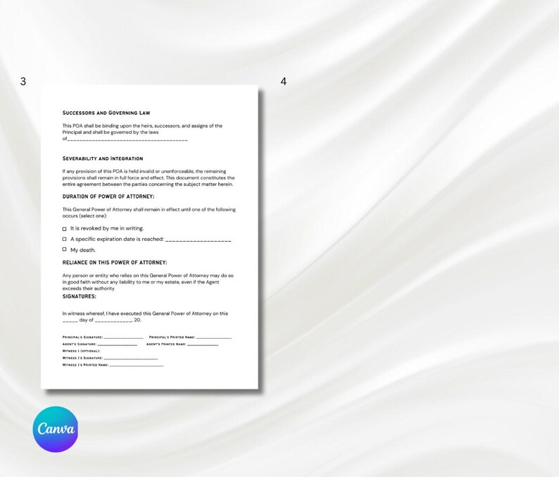 General Power of Attorney Template, Durable Power of Attorney Form ...