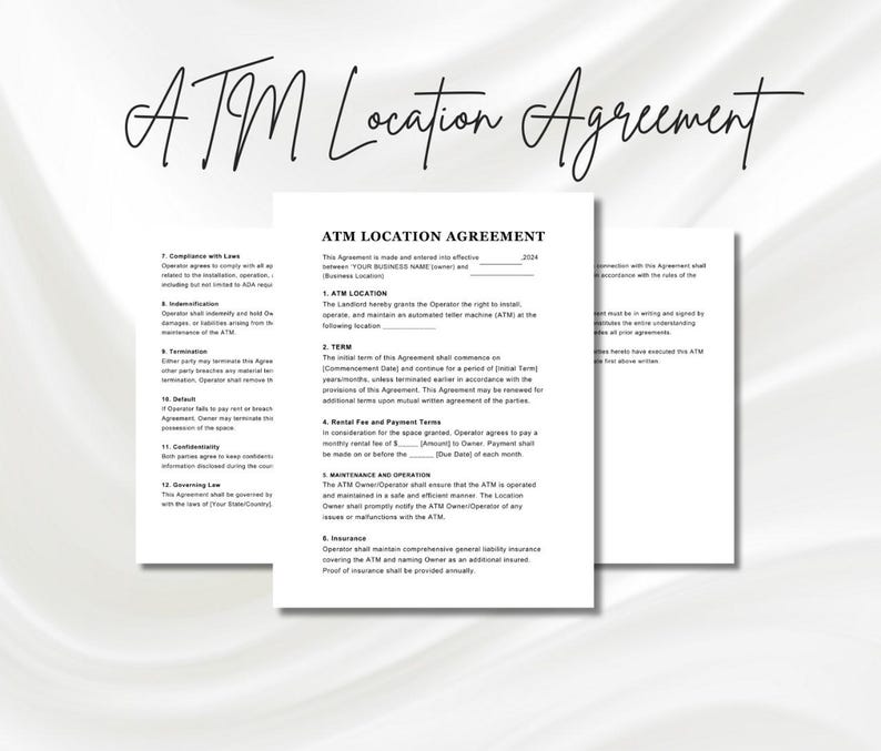 ATM Location Agreement Form, ATM Machine Placement Contract PDF, Atm ...