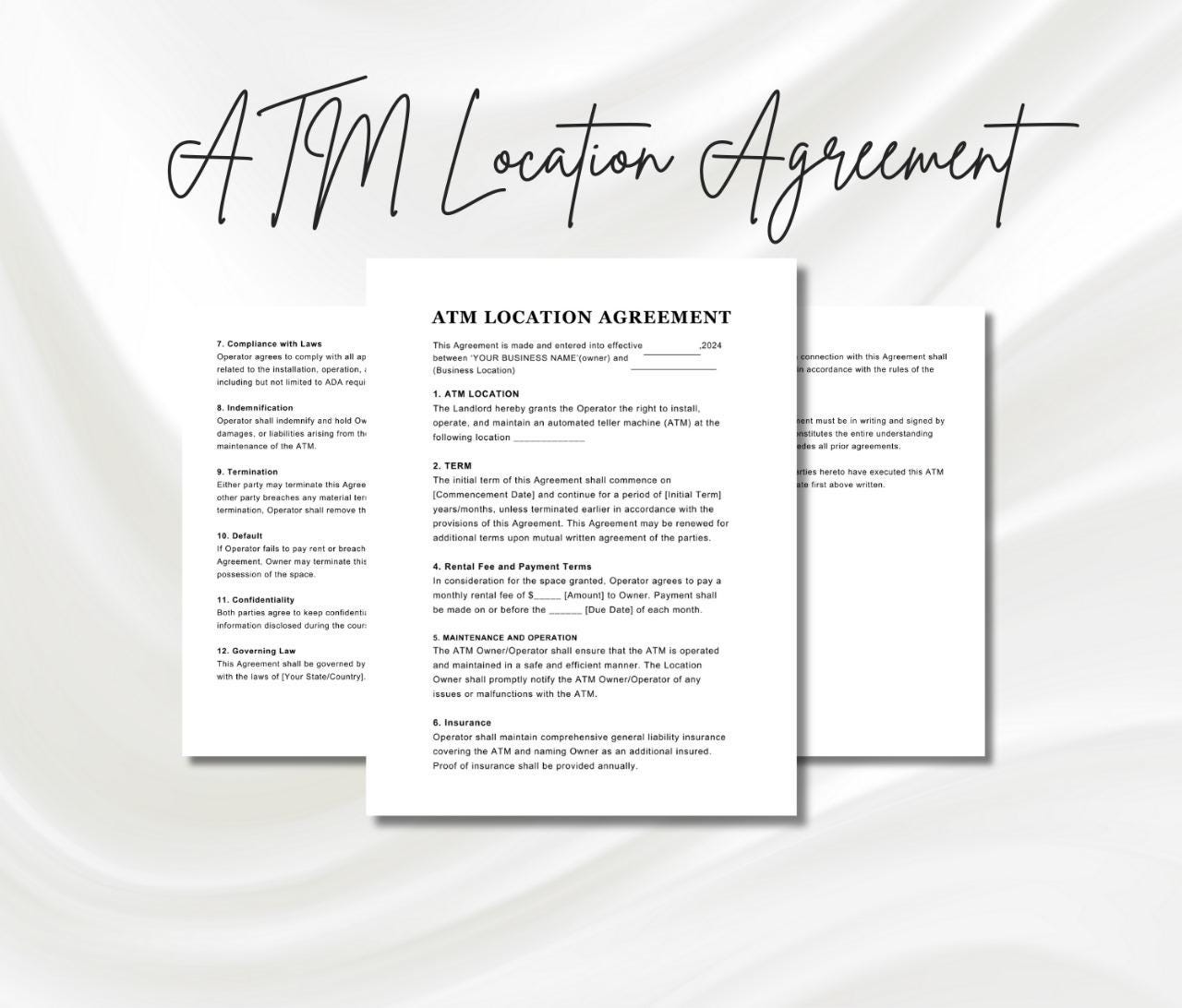 ATM Location Agreement Form, ATM Machine Placement Contract PDF, Atm ...