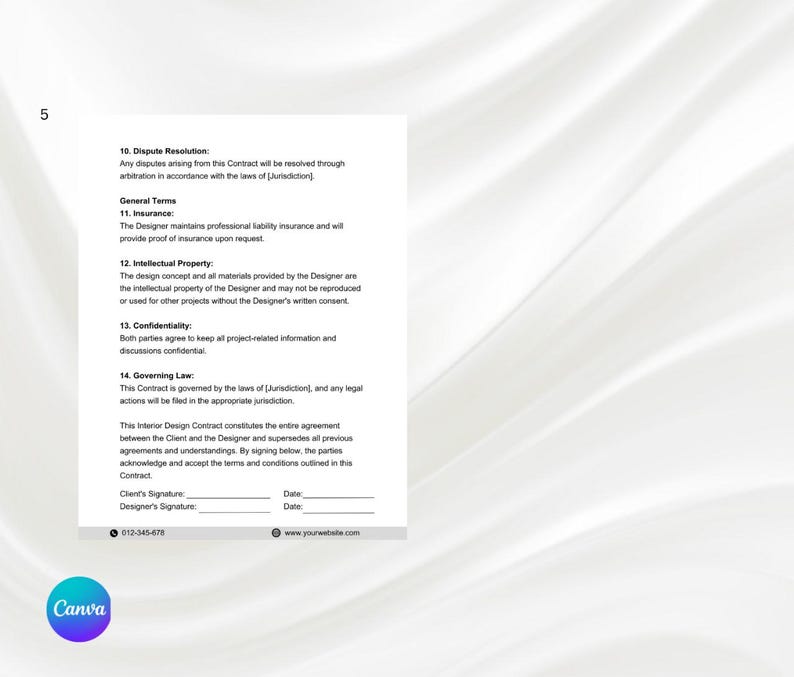 Interior Design Contract Template, Interior Designer Service Agreement ...