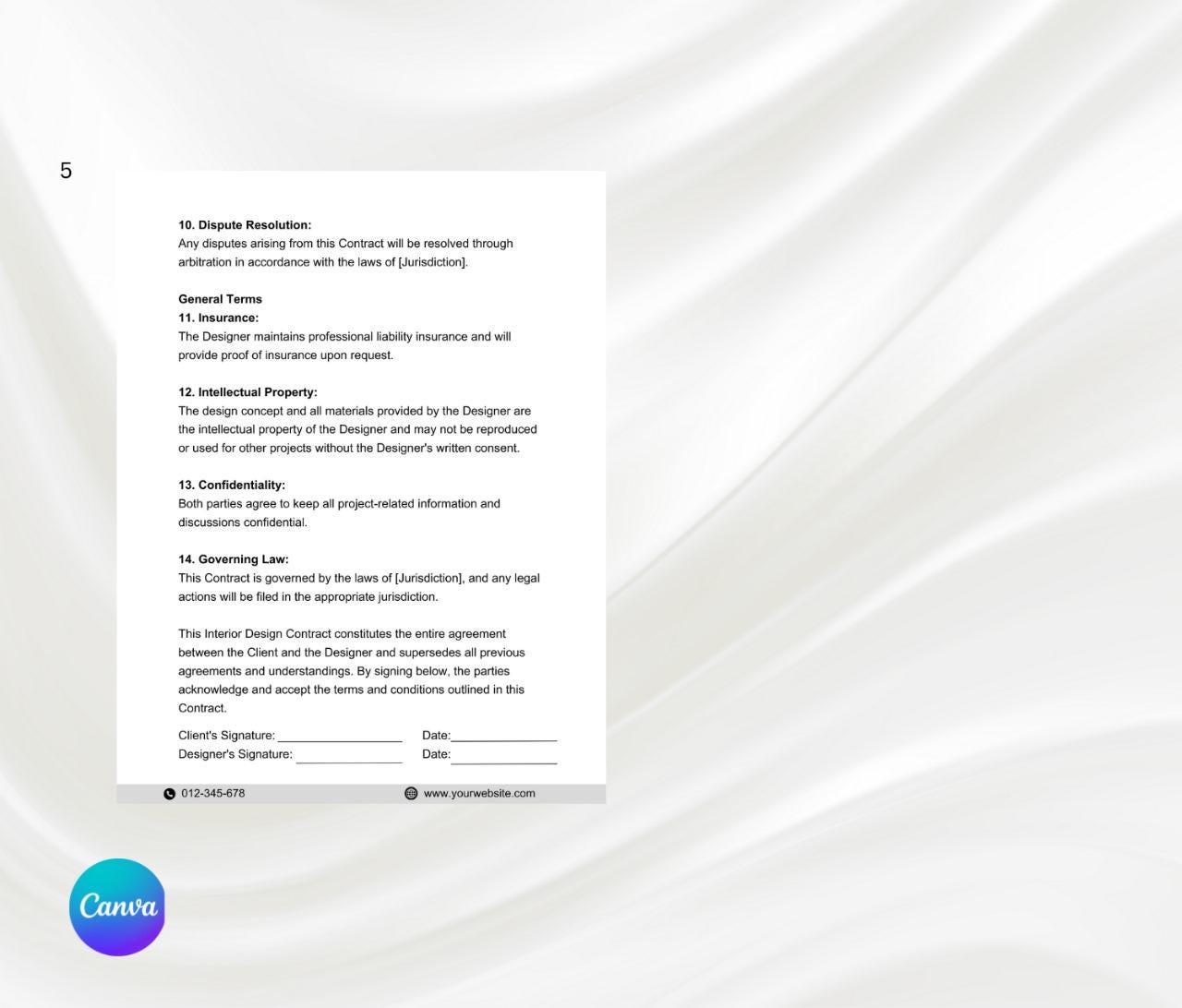 Interior Design Contract Template, Interior Designer Service Agreement ...