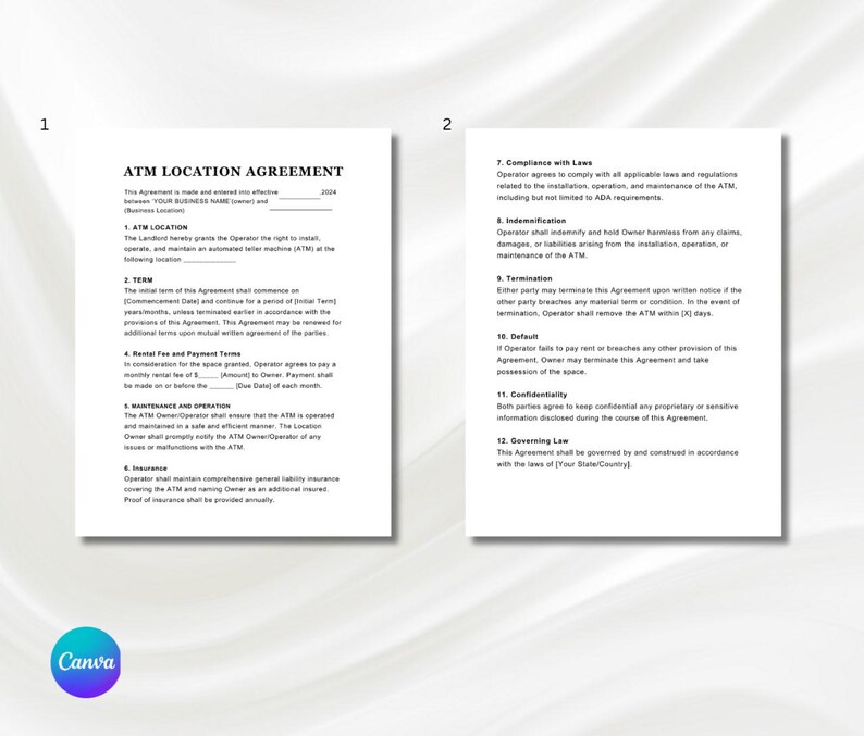 ATM Location Agreement Form, ATM Machine Placement Contract PDF, Atm ...