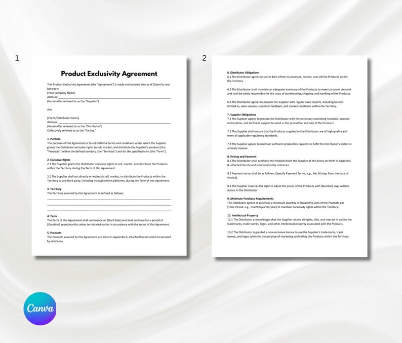 Exclusivity Contract Template, Product Wholesale Contract Template PDF ...