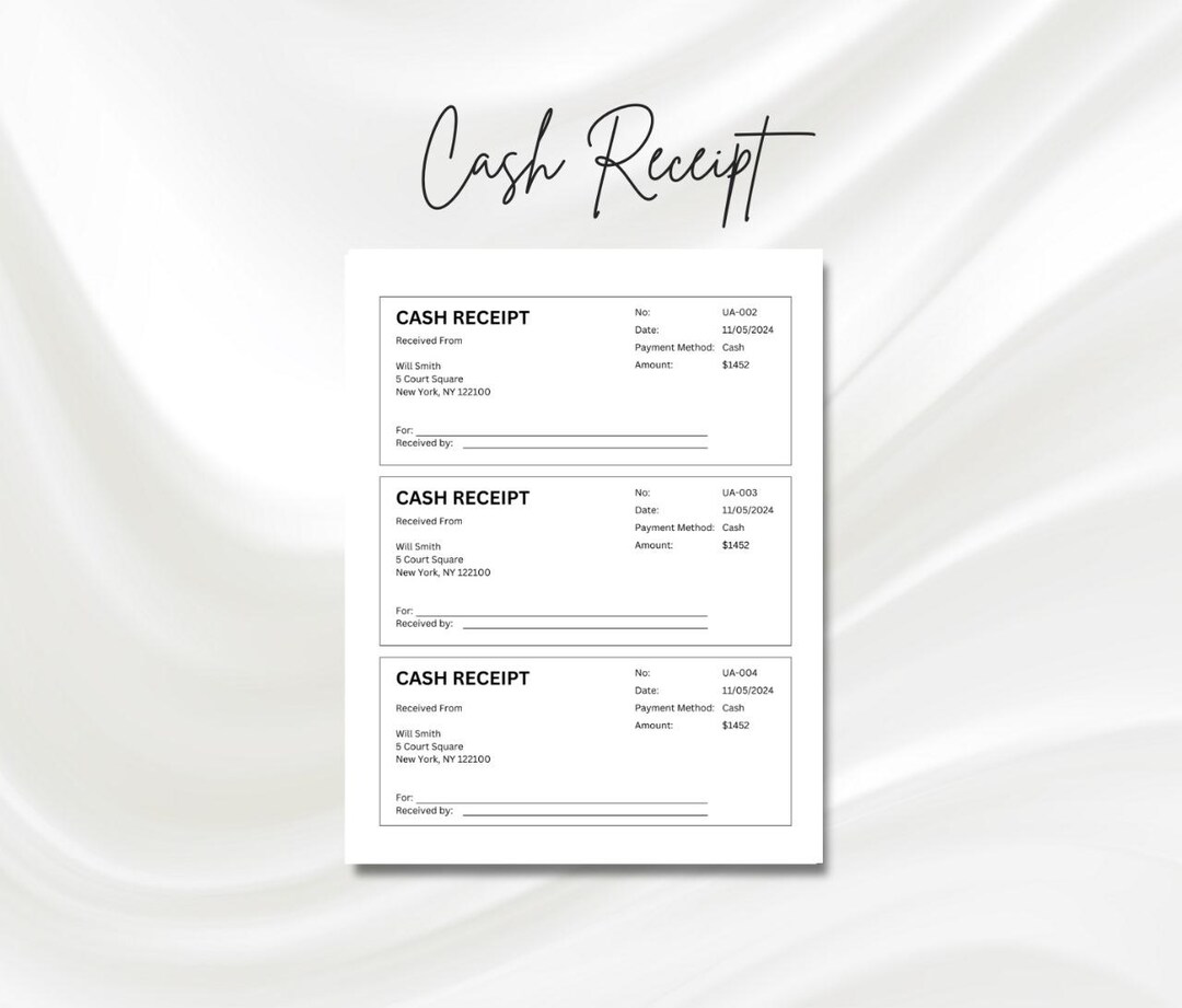 Editable Cash Receipt Template, Sales Receipt, Rental Receipt ...