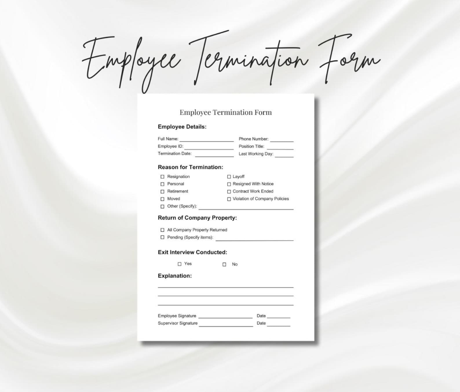 Employee Termination Form, Printable Employee Termination Form ...