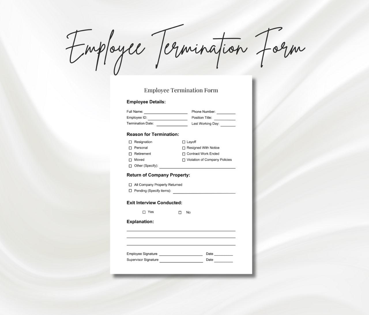 Employee Termination Form, Printable Employee Termination Form ...