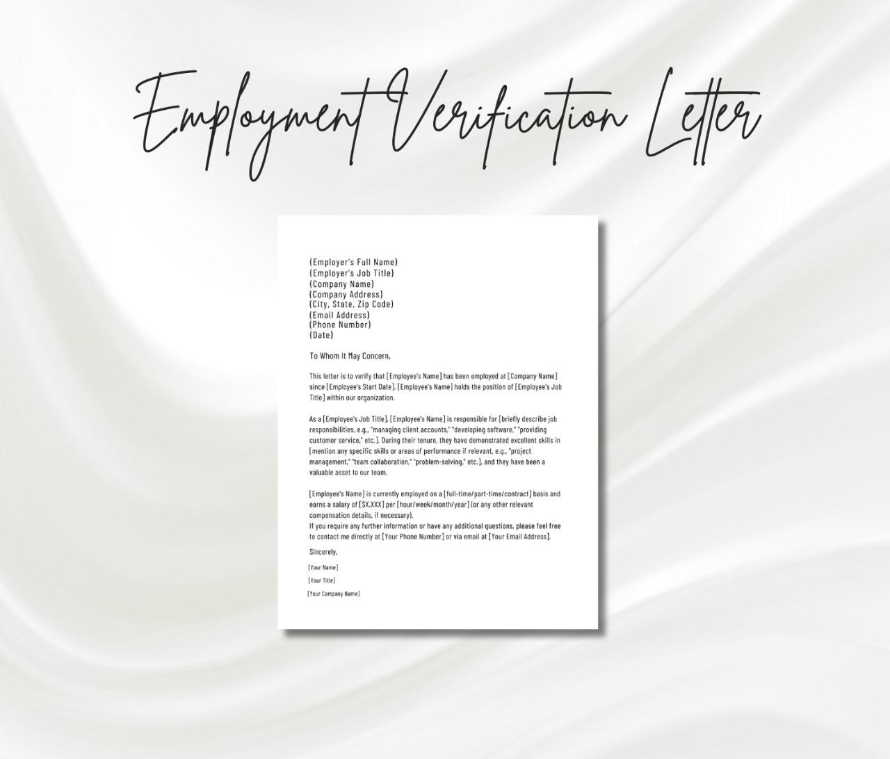 Employment Verification Letter, Job Verification Letter, Proof of ...