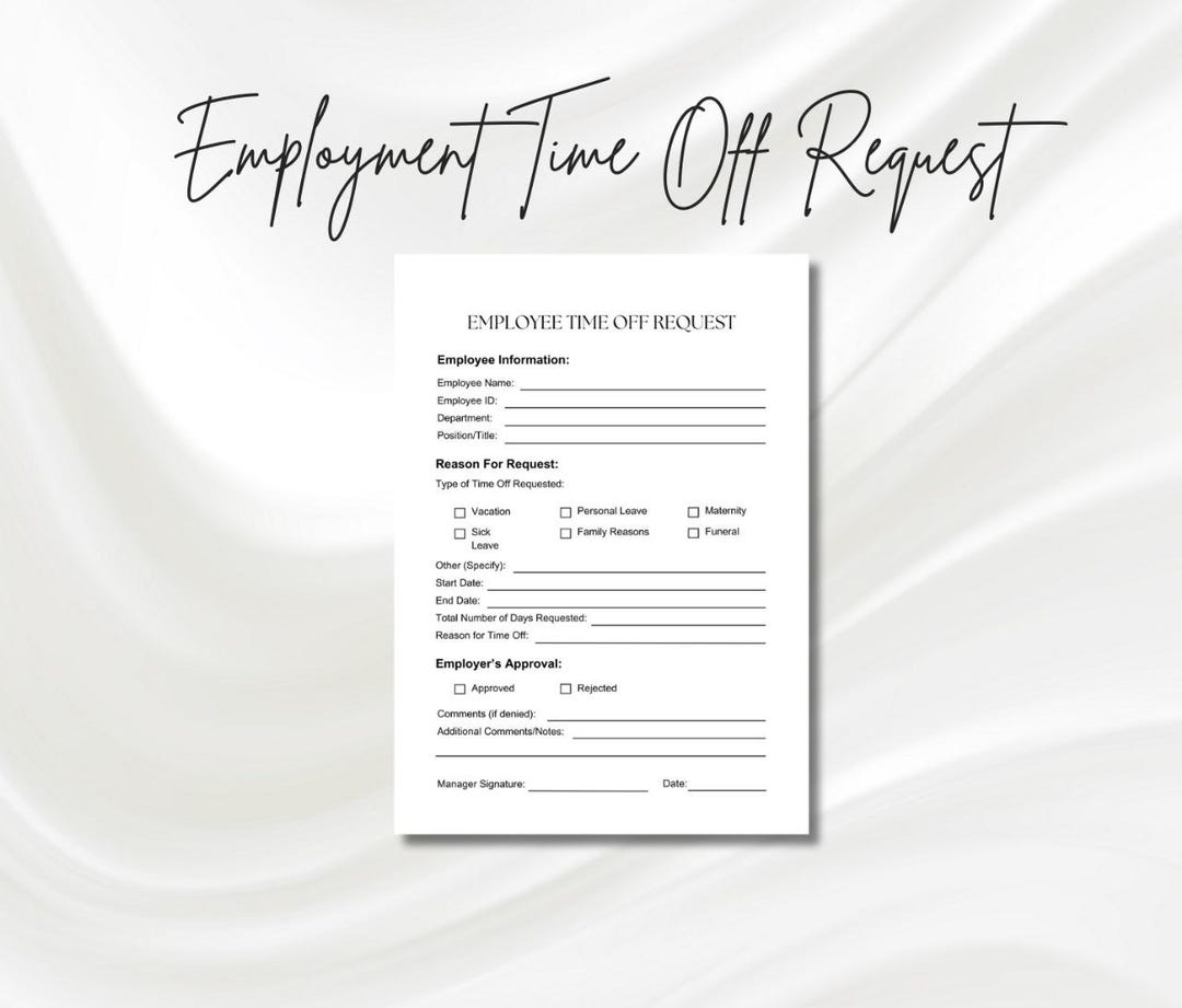 Employee Time off Request Template, PTO Request Template, Time off ...