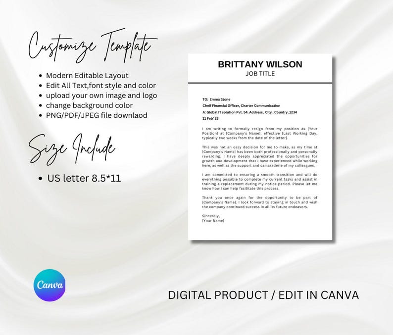 Resignation Letter Template, Job Resignation Notice, Letter of ...