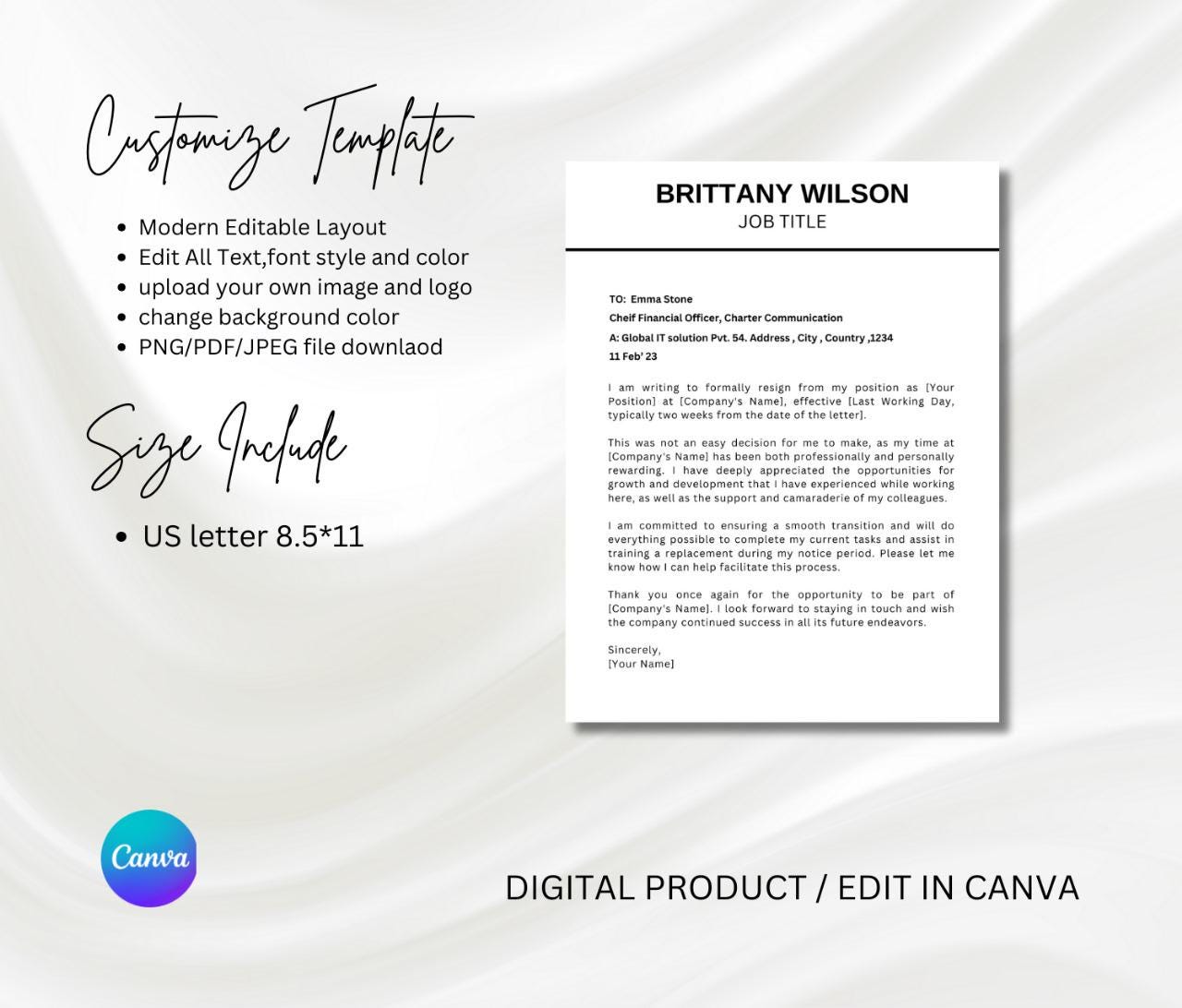 Resignation Letter Template, Job Resignation Notice, Letter of ...