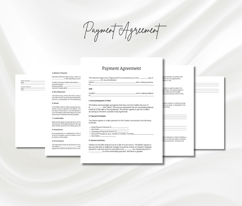 Payment Agreement Template, Payment Plan Agreement, Layaway Agreement ...