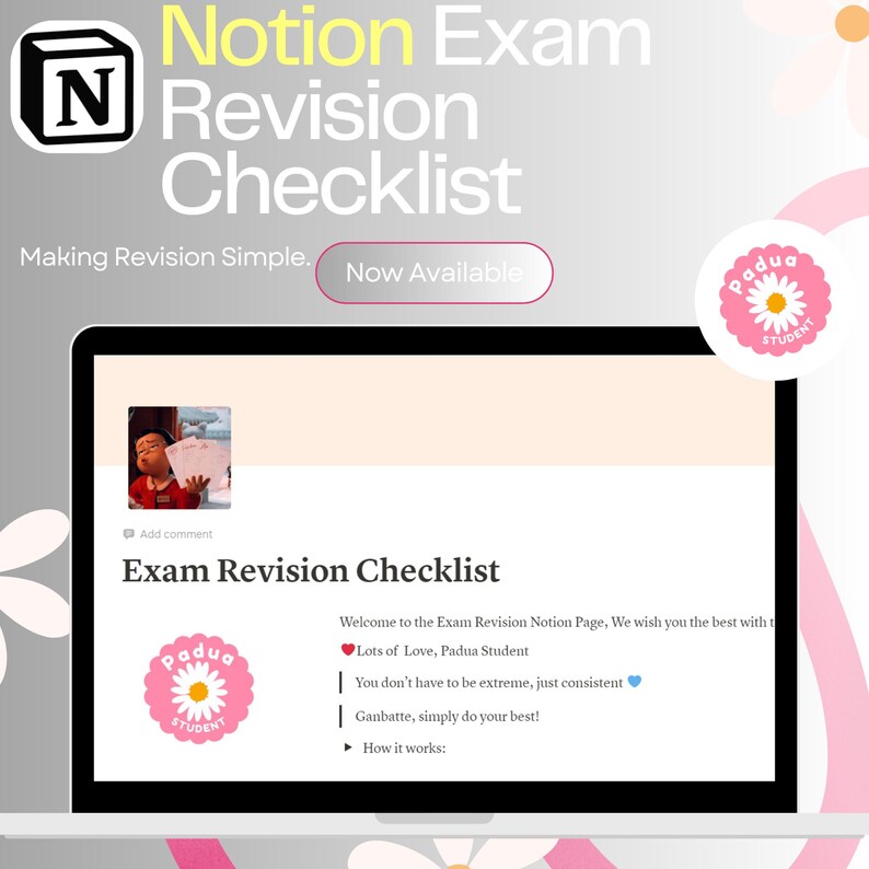 Notion Exam Revision Checklist - Etsy