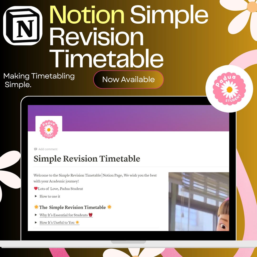 Notion Simple Revision Timetable - Etsy