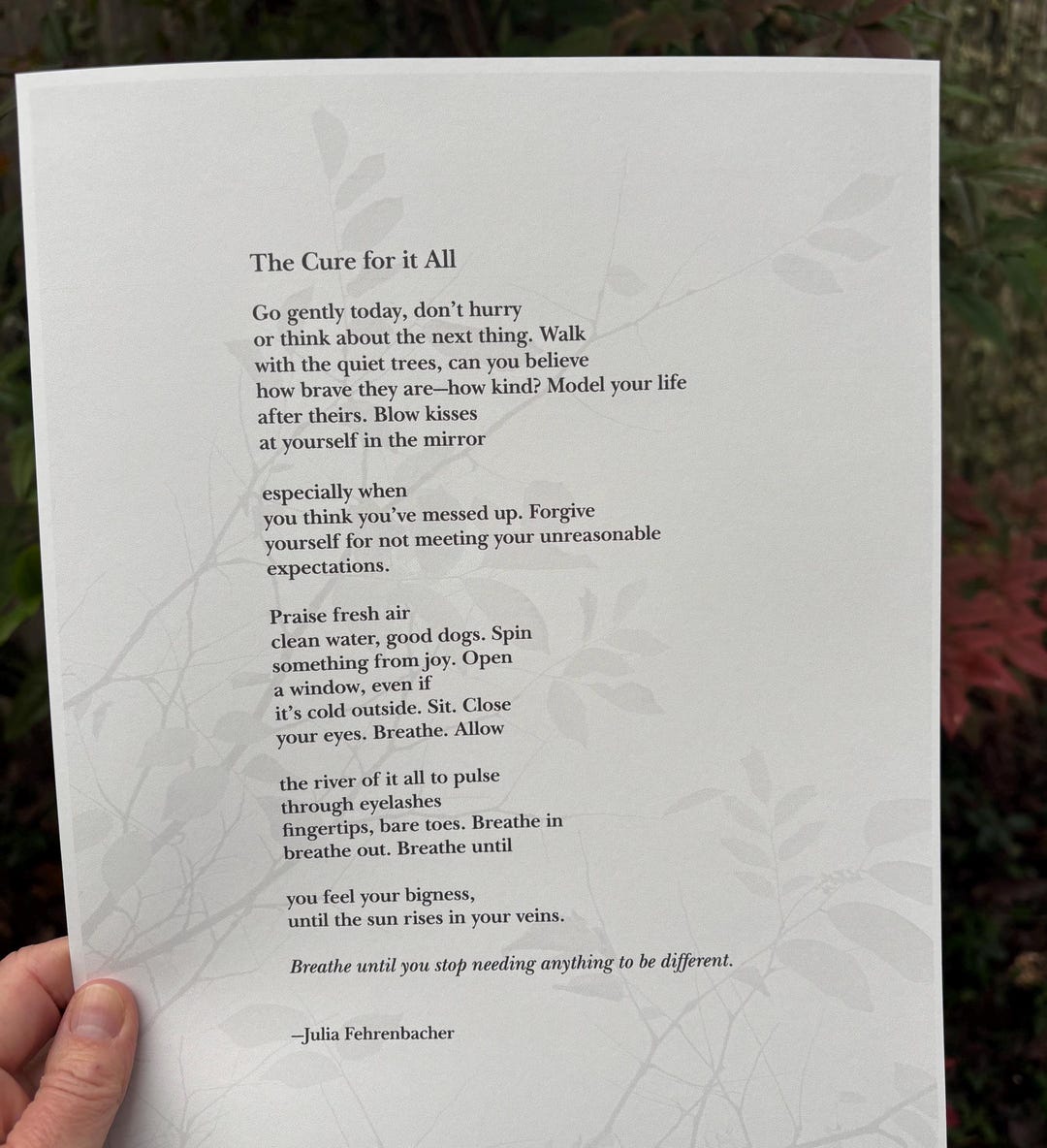 Poetry Print: "the Cure for It All" - Etsy