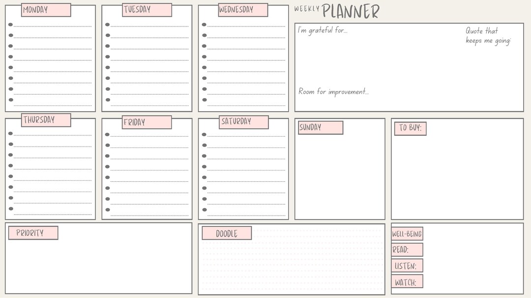 Weekly Planner Printable – Minimal & Mindful PDF - Etsy