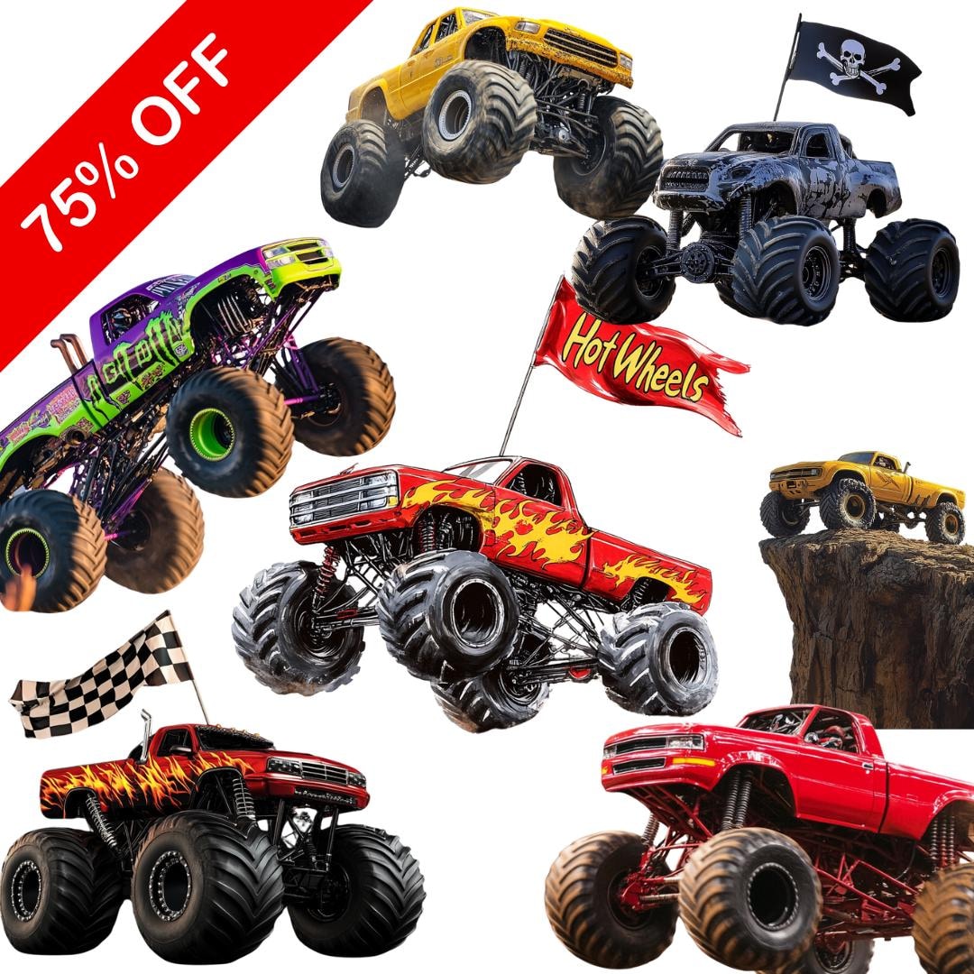 Fire Monster Truck PNG Bundle, Monster Truck Clipart, Big Car Clipart ...