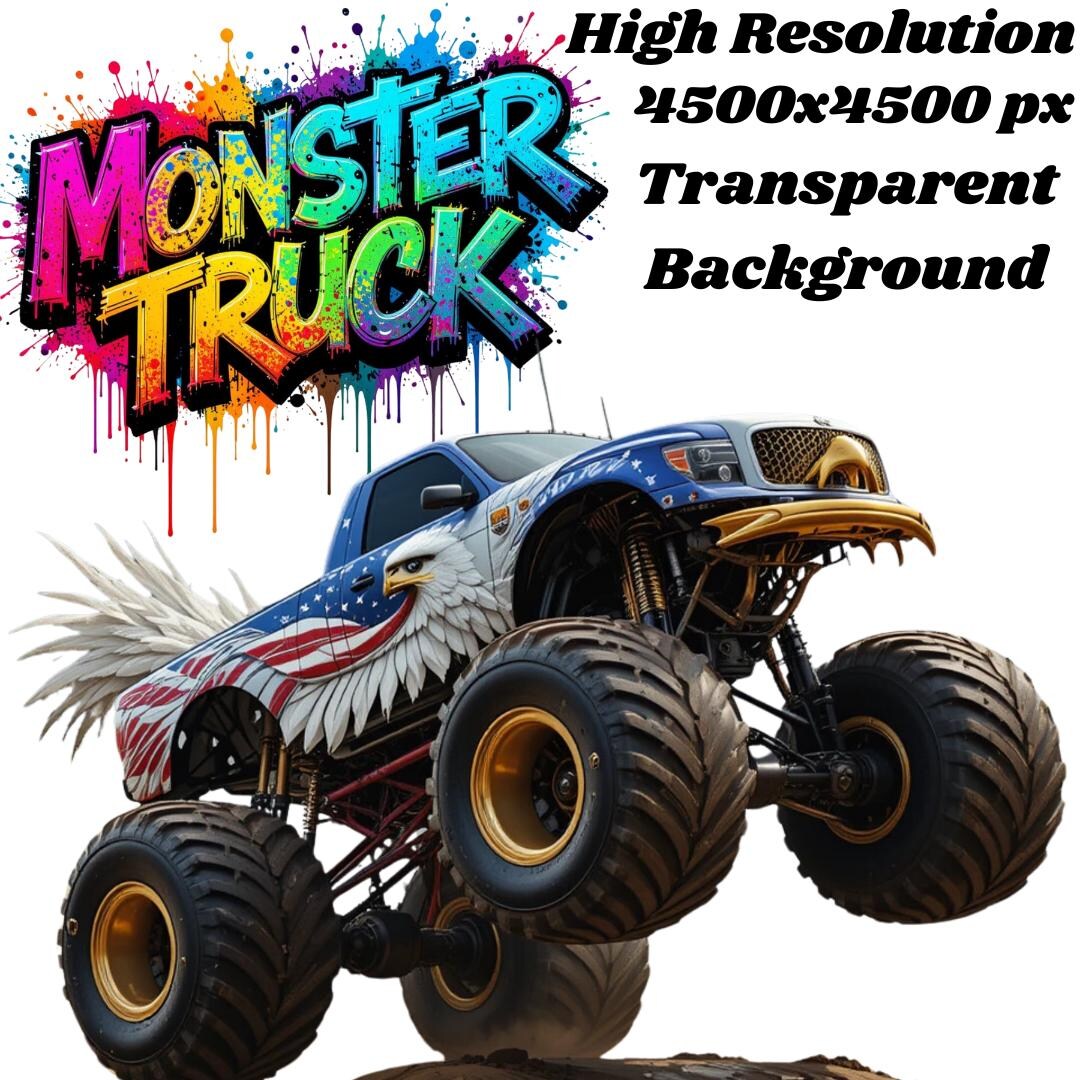 Fire Monster Truck PNG Bundle, Monster Truck Clipart, Big Car Clipart ...