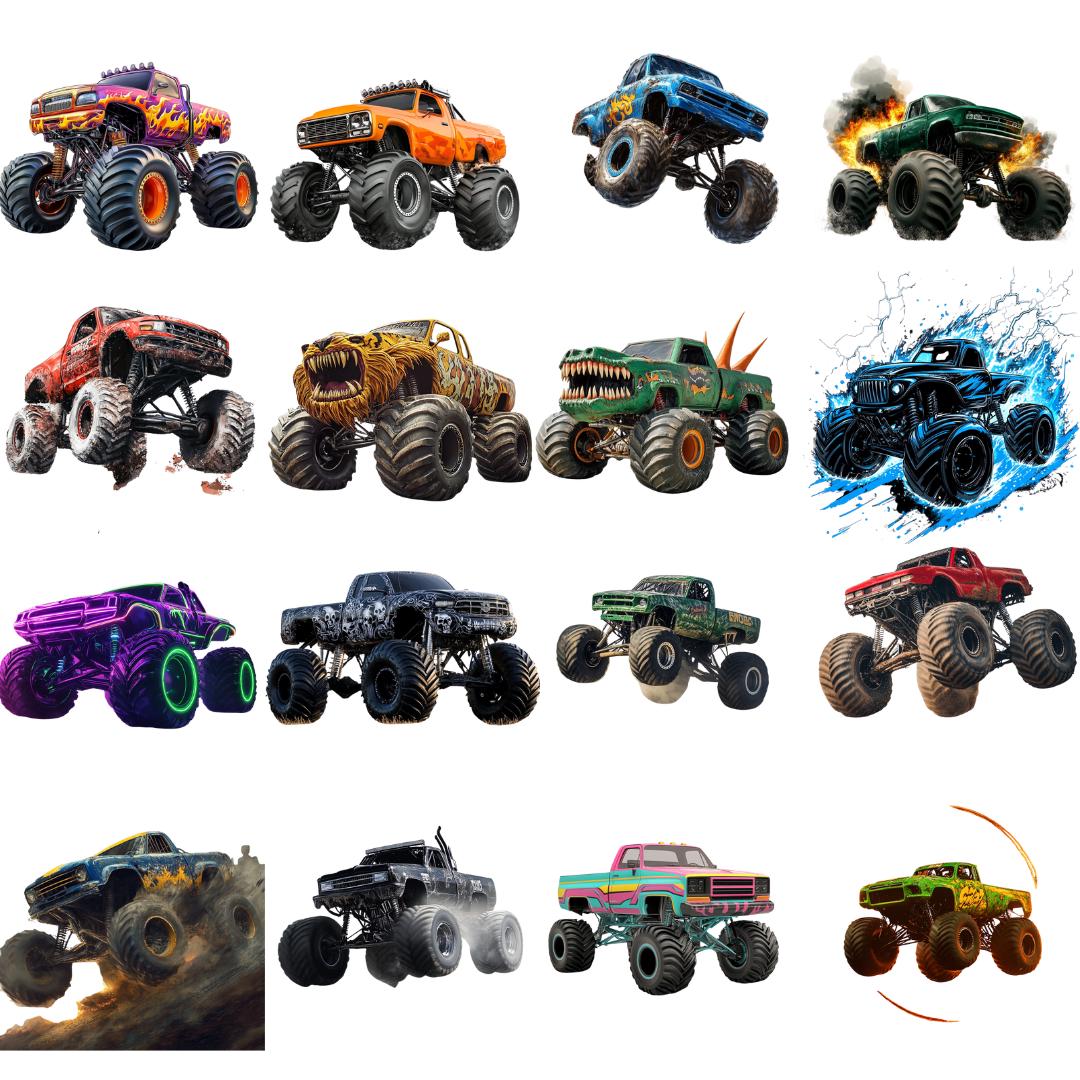 Fire Monster Truck PNG Bundle, Monster Truck Clipart, Big Car Clipart ...