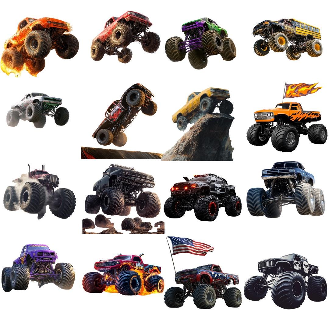 Fire Monster Truck PNG Bundle, Monster Truck Clipart, Big Car Clipart ...