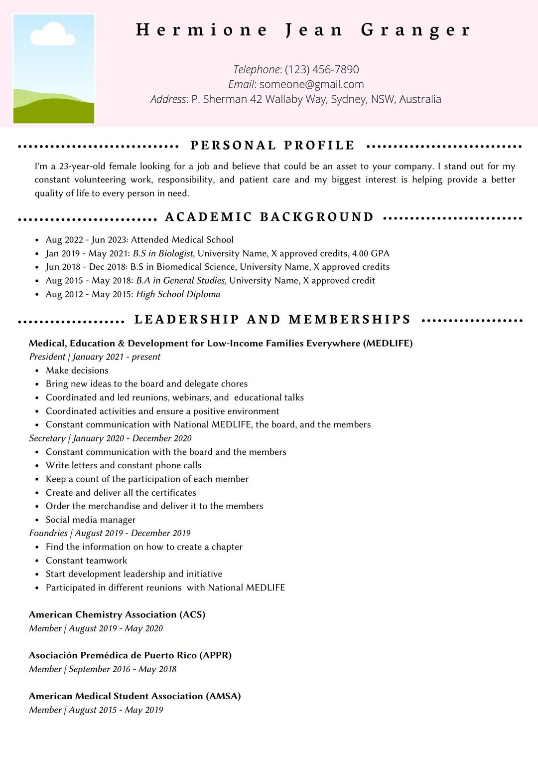 Cv/resume Grad School - Etsy