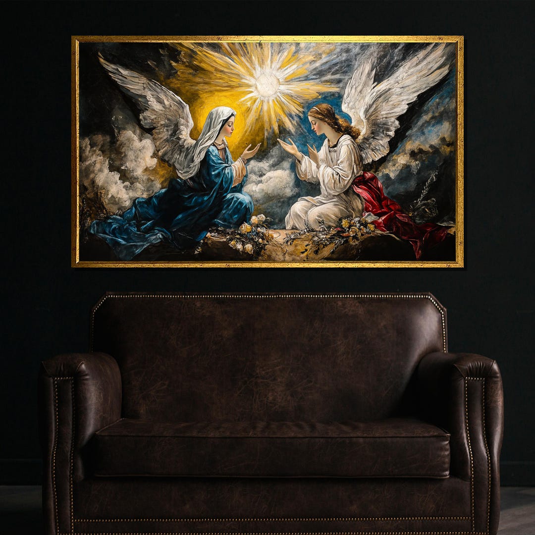 Angel Prayer Canvas, Heavenly Angels Wall Art, Christian Spiritual ...