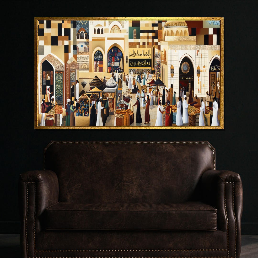 Traditional Middle Eastern Market Scene - Cultural Canvas Painting ...